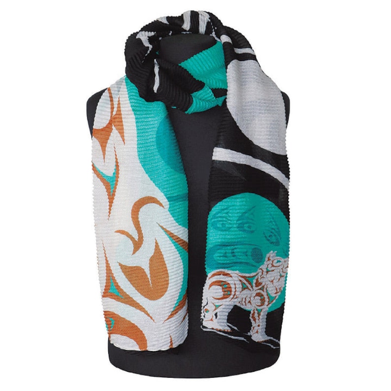 Coast Salish First Nation 'howling Wolf' Eco Scarf Pacific North West ...