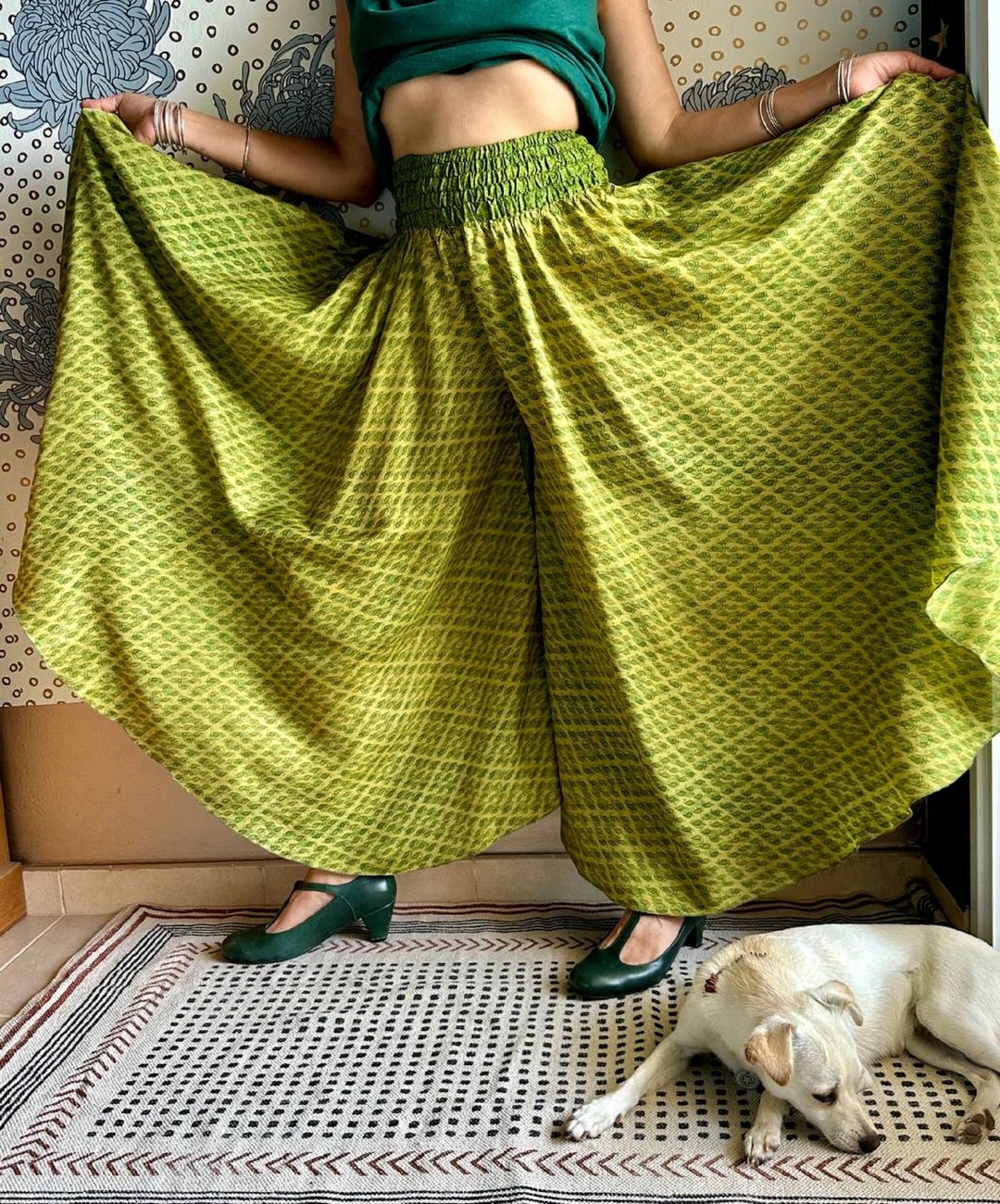 Recycled Silk Sari Palazzo Trousers: Wide Leg Bohemian Pants - Etsy