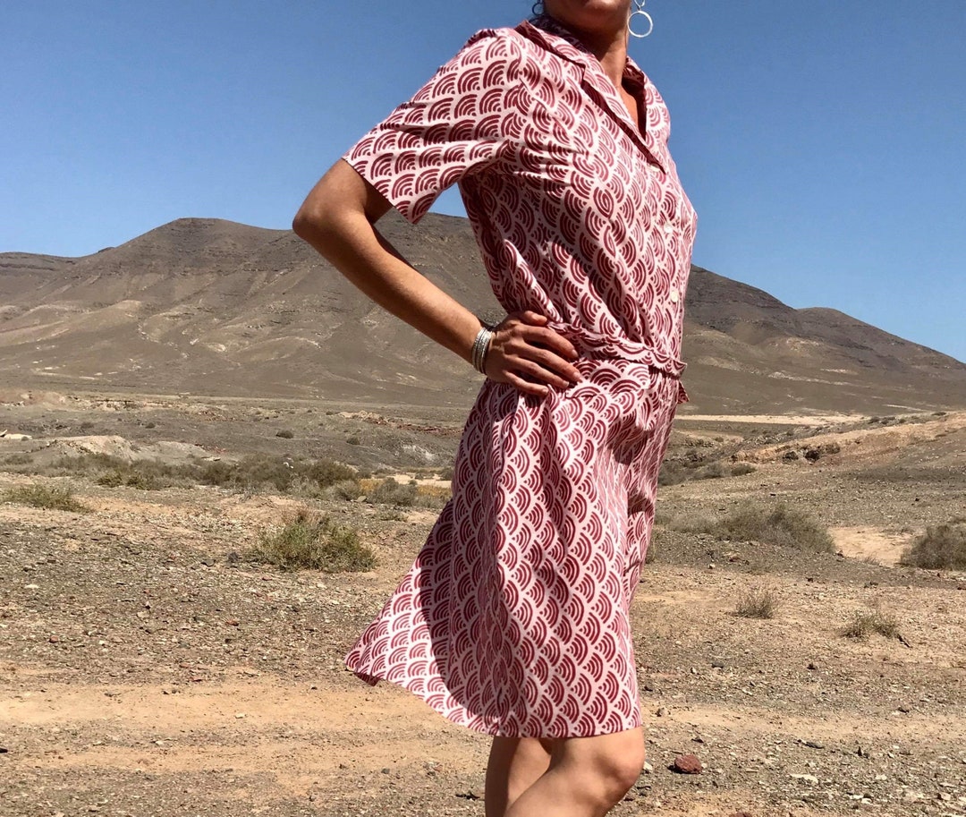 Organic Cotton Shirt Dress: Herbal Dyed Summer Dress With Belt - Etsy