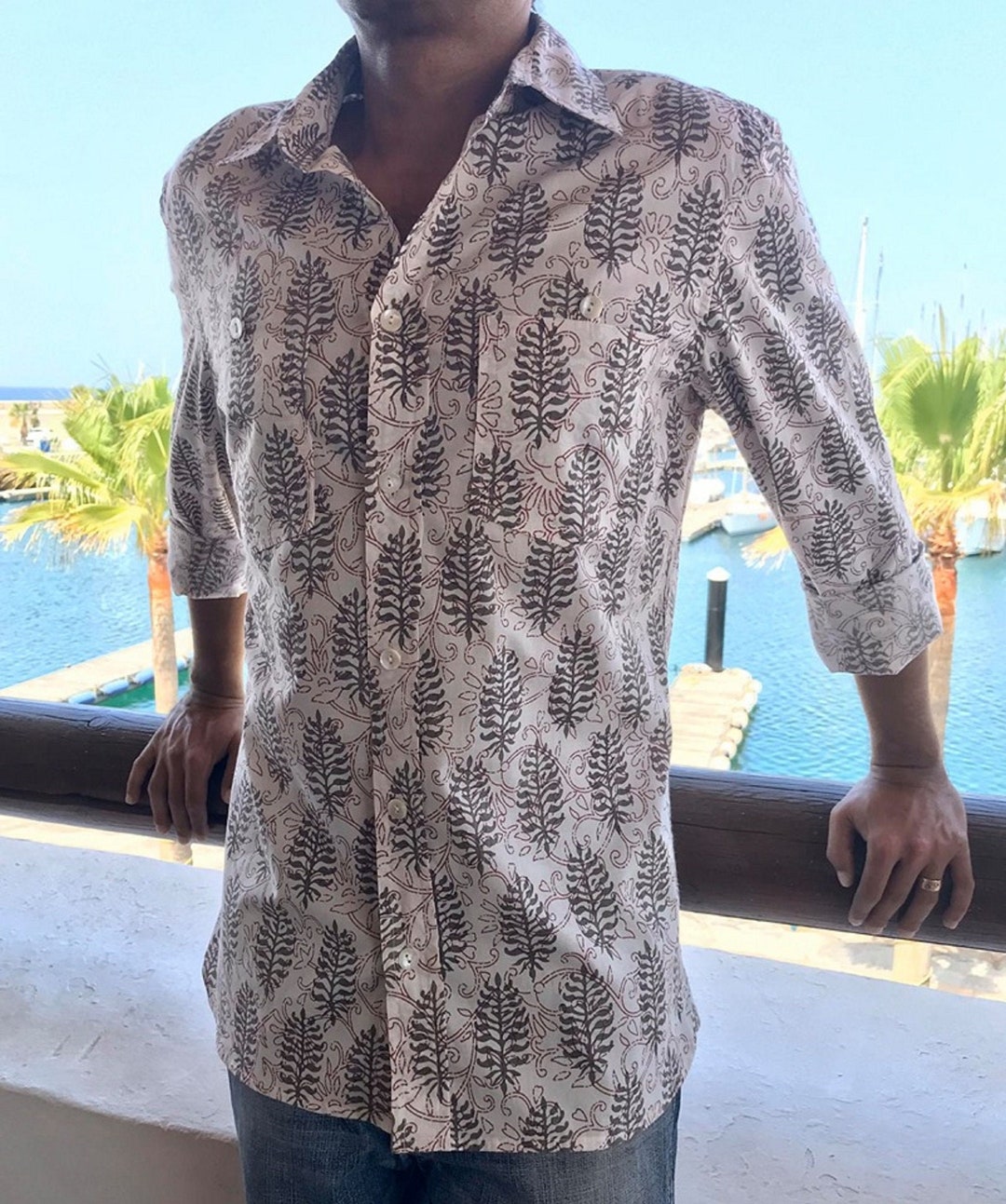 Men Organic Cotton Classy Shirt With Long Sleeves - Dyed With Ayurvedic ...