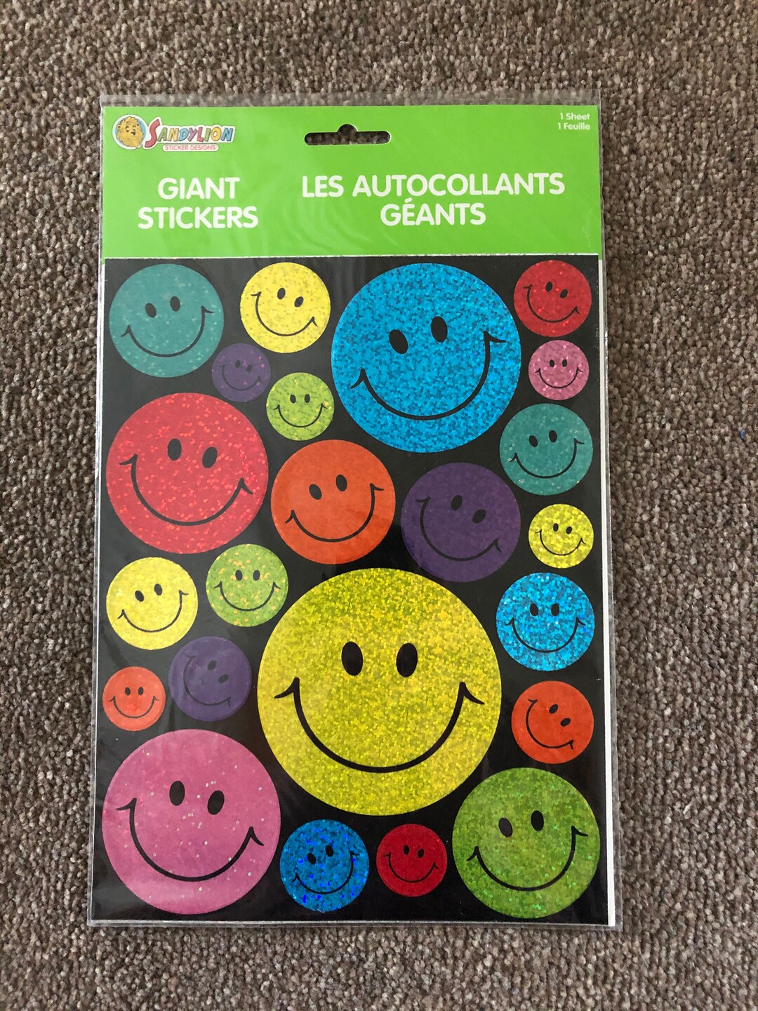 Sandylion Rare Maxi Giant Smiley Face Sticker Sheet - Etsy