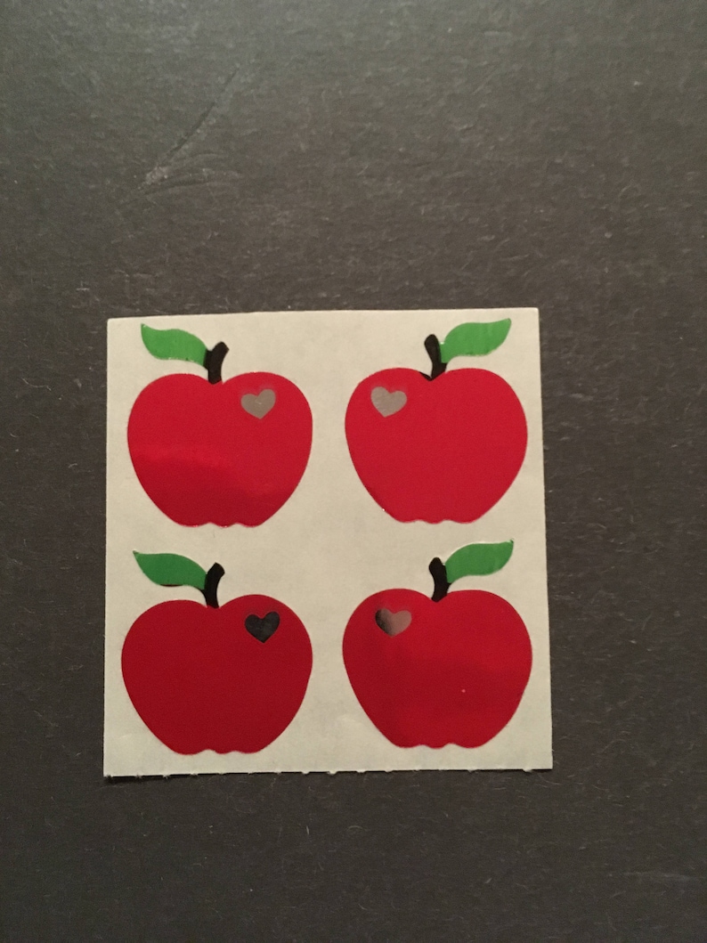 Sandylion Vintage 1989 Very Rare Shiny Red Apple Stickers - Etsy