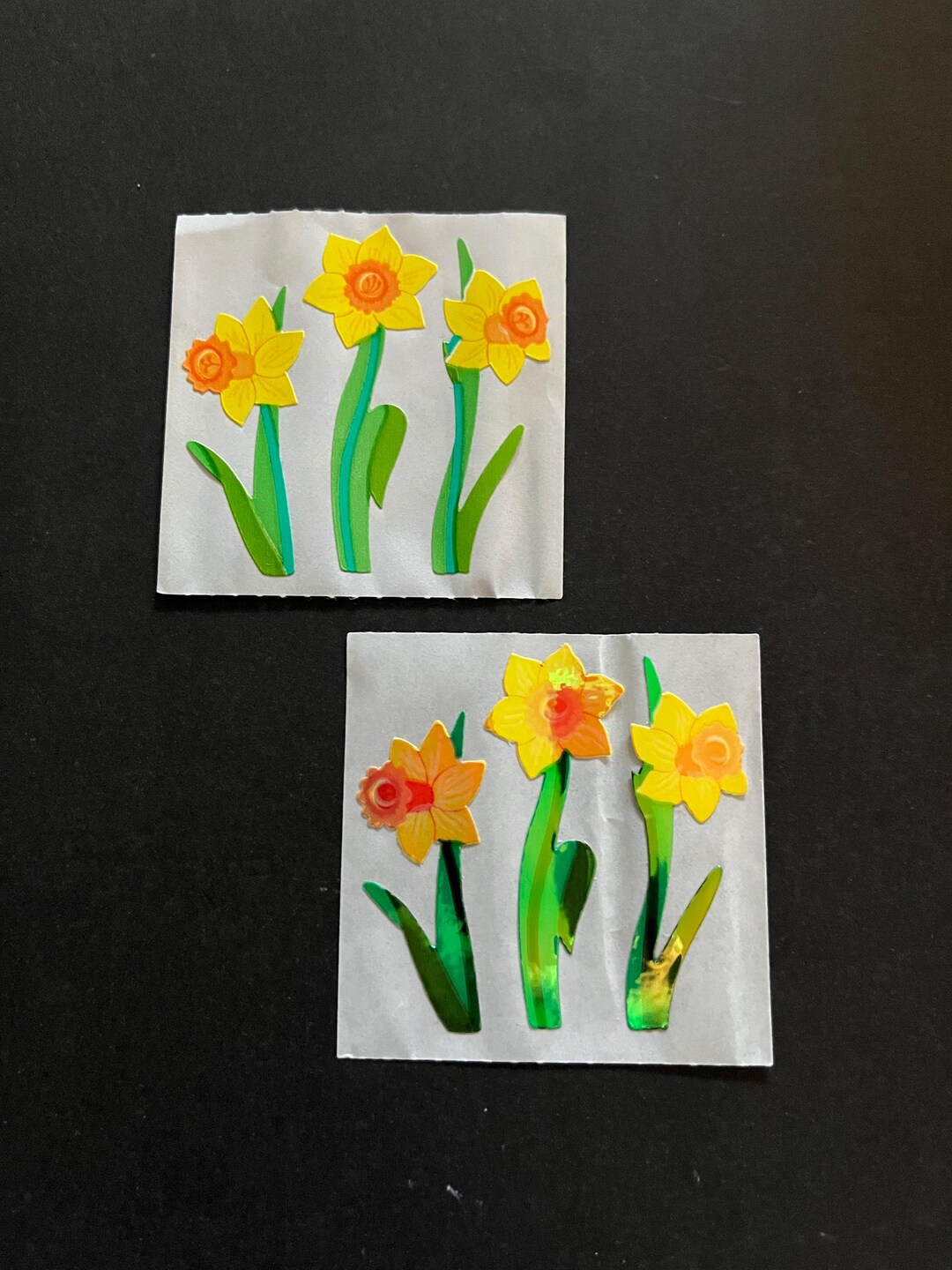 Sandylion Vintage 80s Very Rare Shiny and Kromekote Daffodil Stickers - Etsy