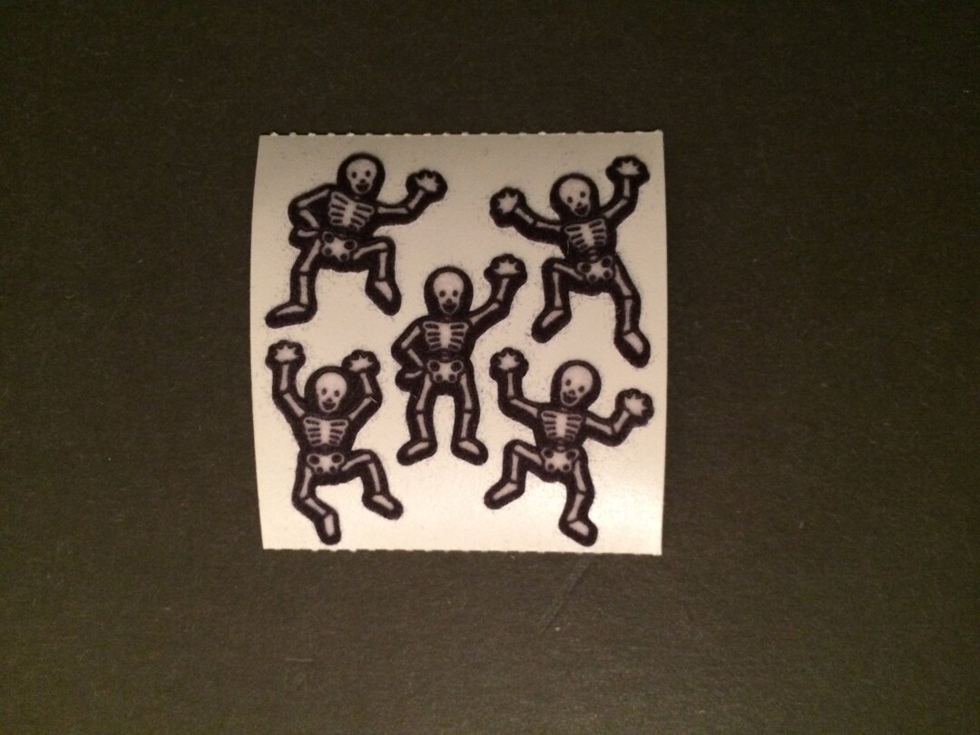Sandylion Vintage Rare Fuzzy Skeleton Stickers - Etsy