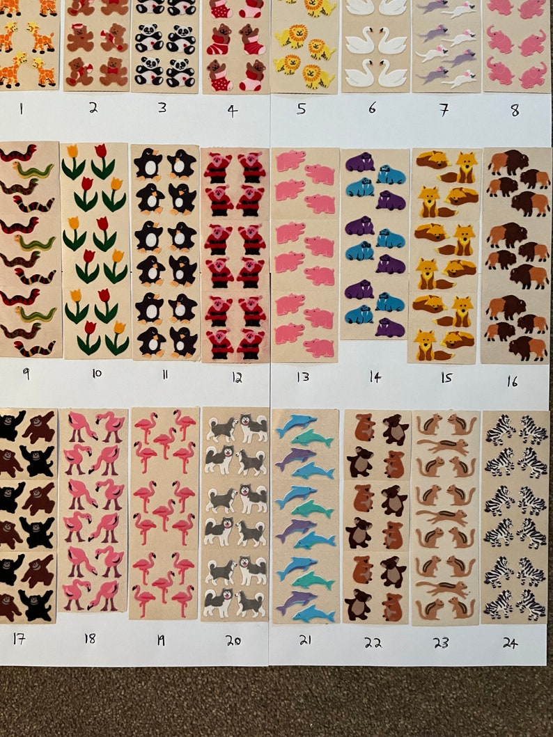 Sandylion Vintage 80s Very Rare Fuzzy Brown Back Sticker Strips ...