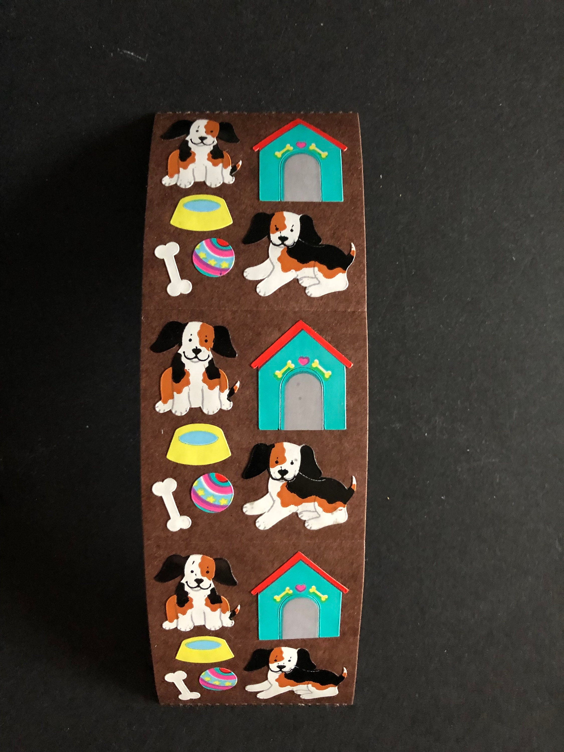 Sandylion vintage rare paper dog and kennel sticker strip Scrapbooking ...
