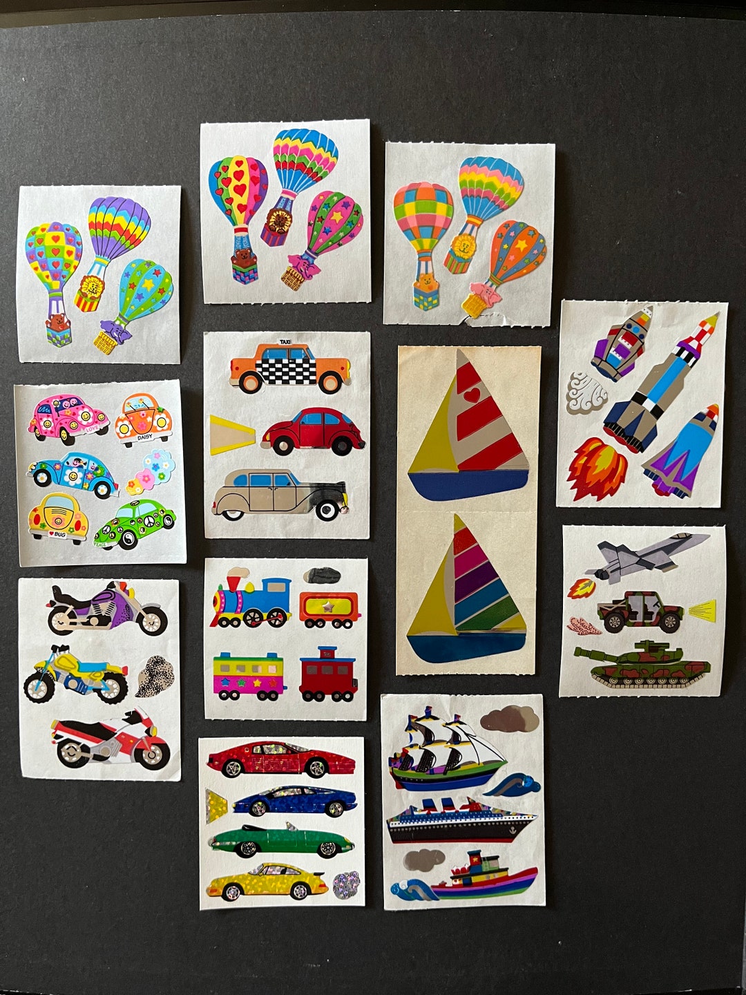 Sandylion Vintage Rare Cars, Boats, Rocket, Hot Air Balloon Sticker Lot ...