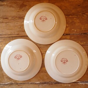 Set of 3 Sweet Antique French Creamware With Red Decor Soup and Diner ...