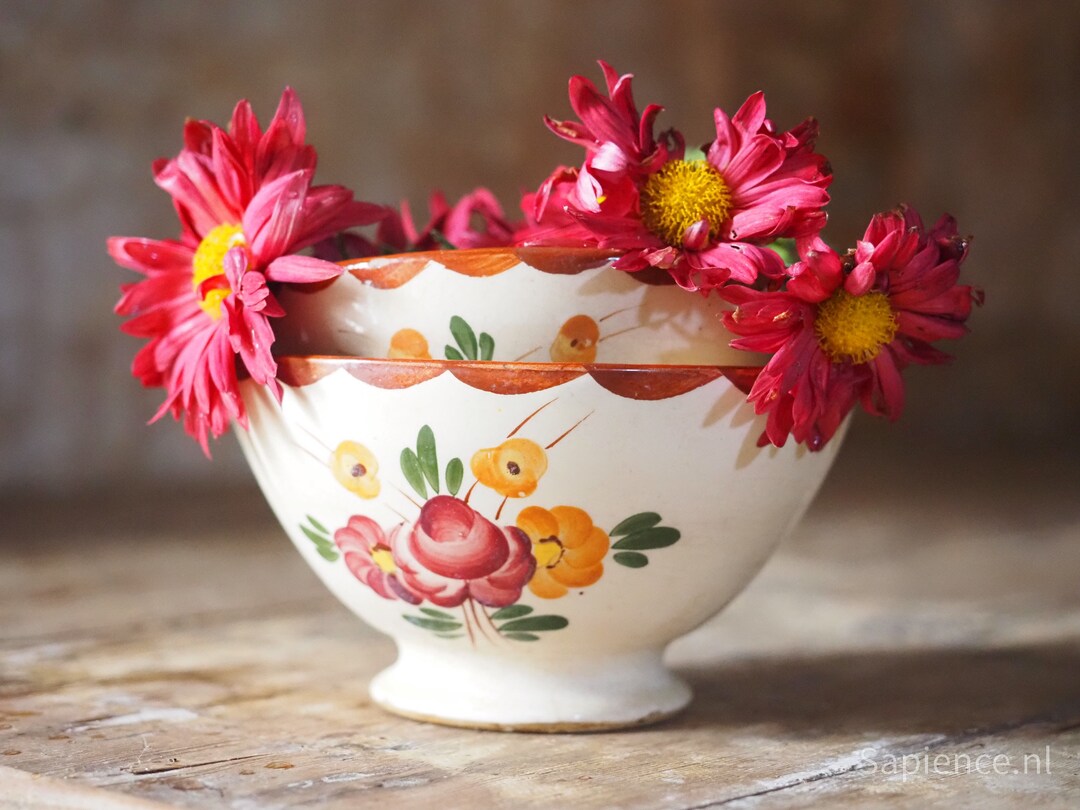 Pair of Coffee Bowls, Antique French Coffee Bowls, Handpainted ...