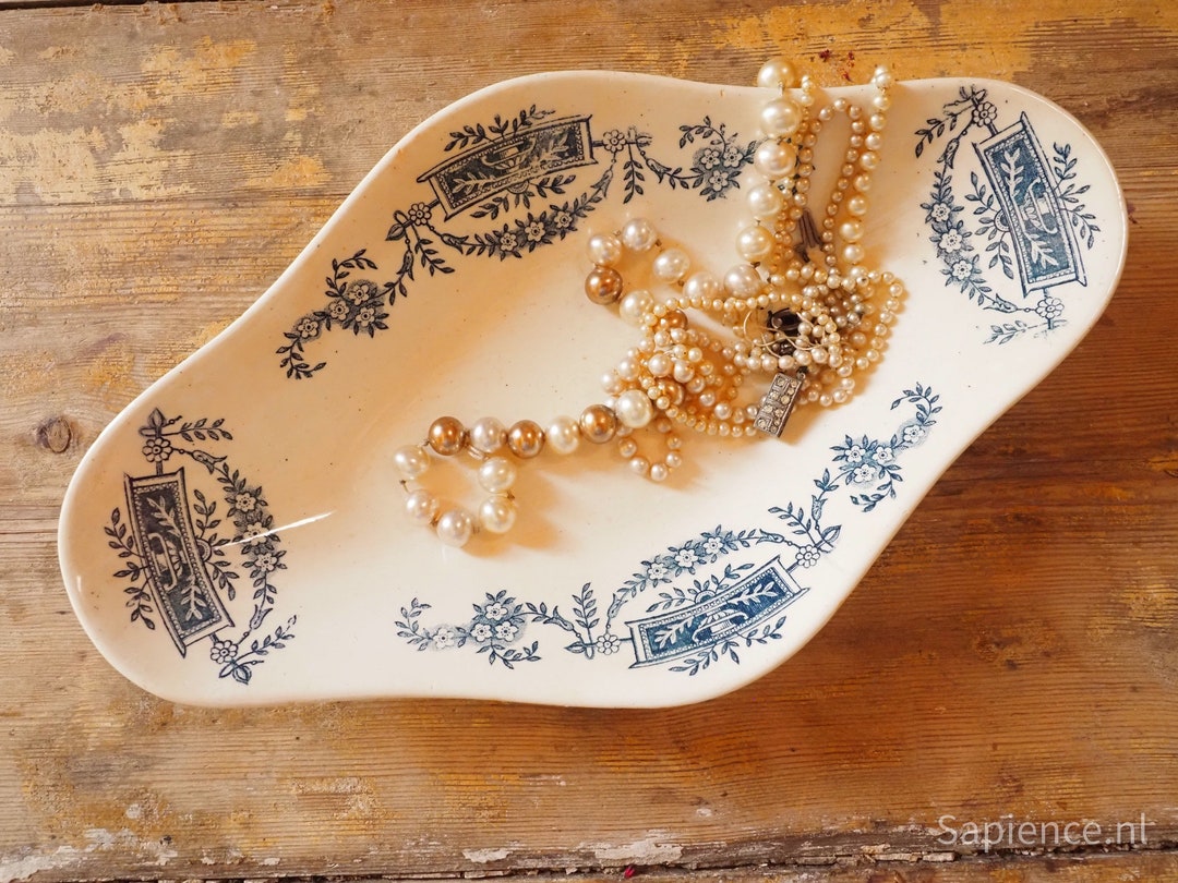 Ravier, Antique French Blue Decor 'lutece' (paris), Oval Dish ...