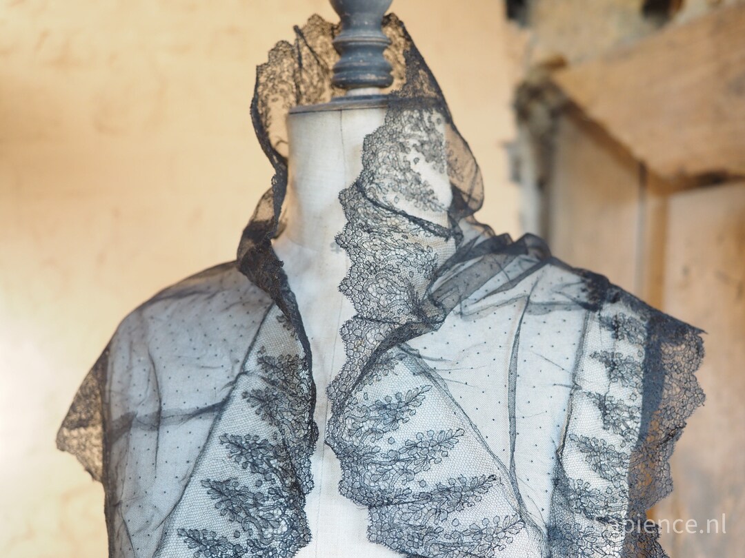 Lot of Antique French Black Lace Garments, 3 Pieces, Around 1900 ...