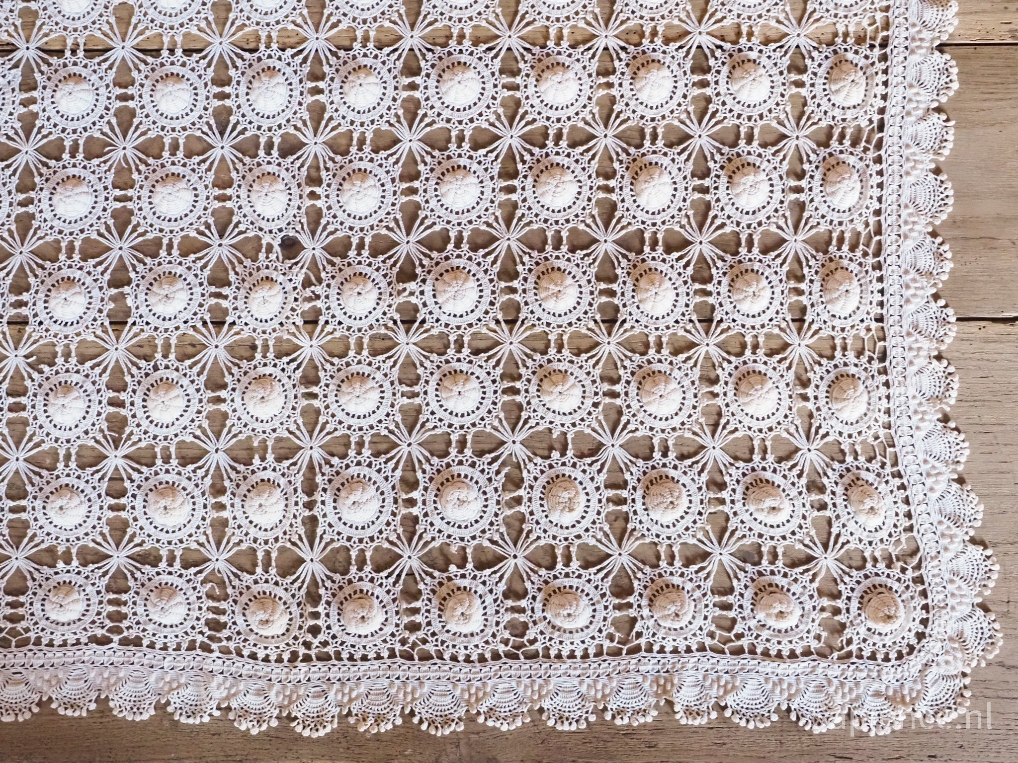 Sweet Little Antique French Hand Made Crocheted Table Cloth, Throw 45 ...