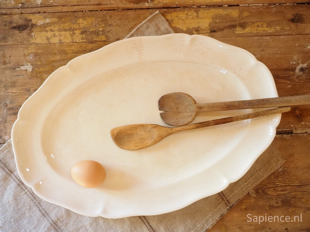 Large Oval Platter Antique French Creamware by Sarreguemines - Etsy