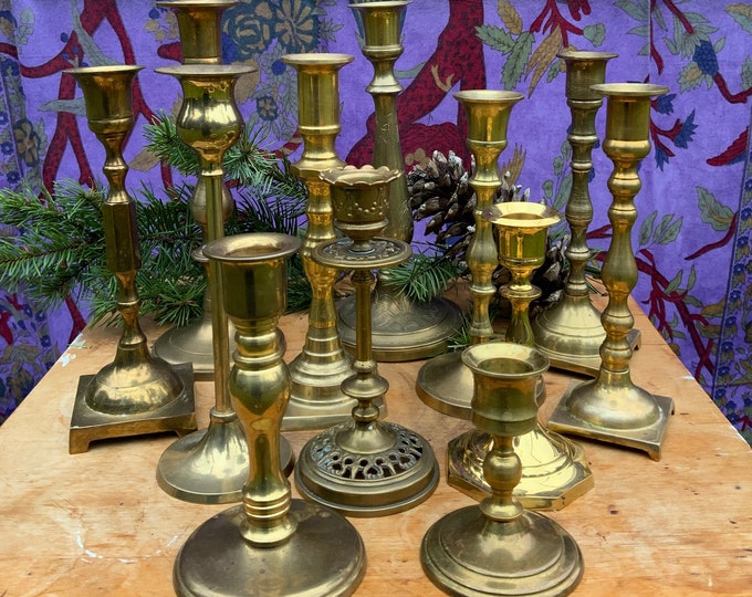 Vintage Brass Candlestick Collection /large Set of 12 Solid Brass ...