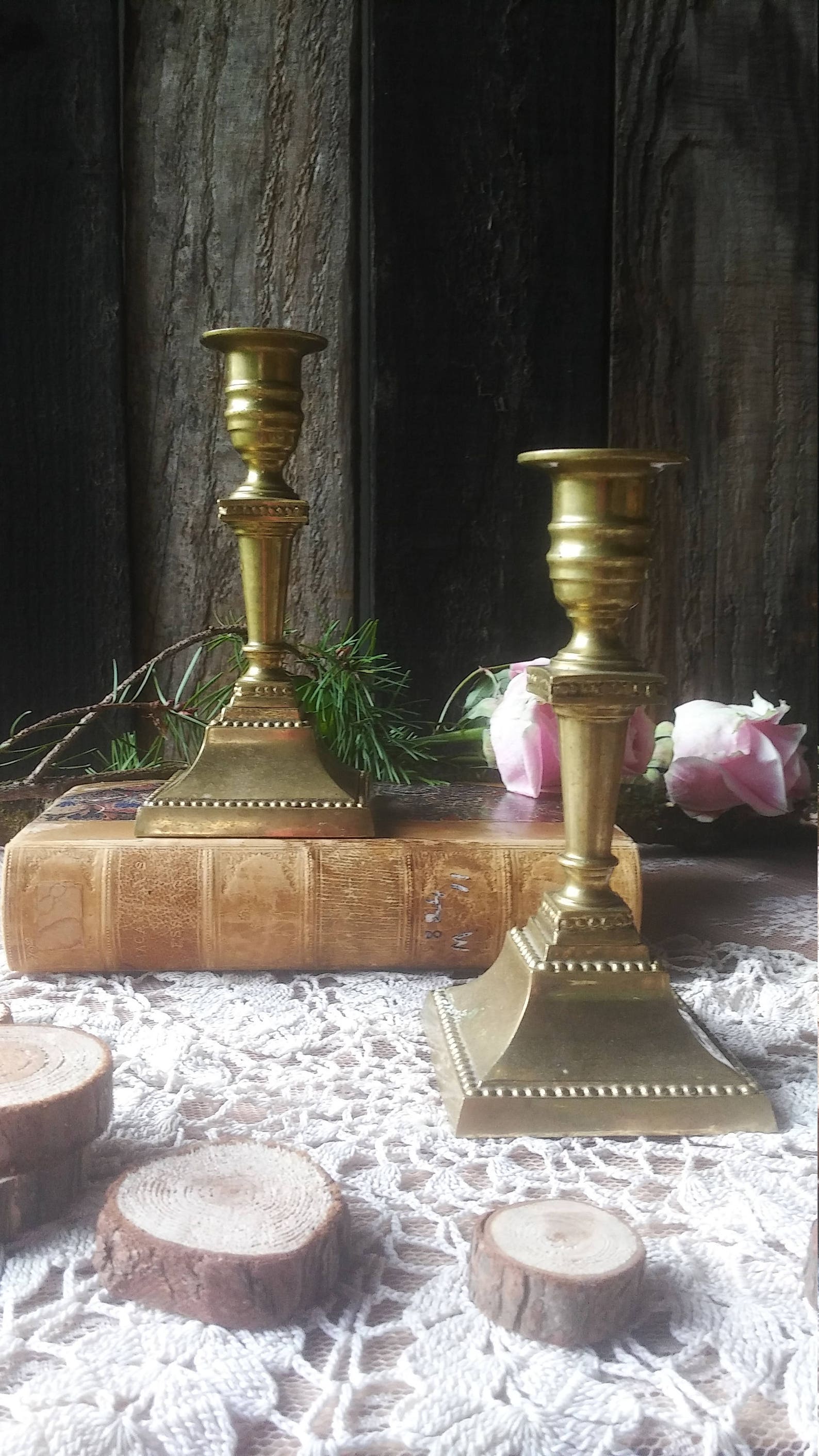 Pair of Havy Brass Danish Candlesticks - Etsy