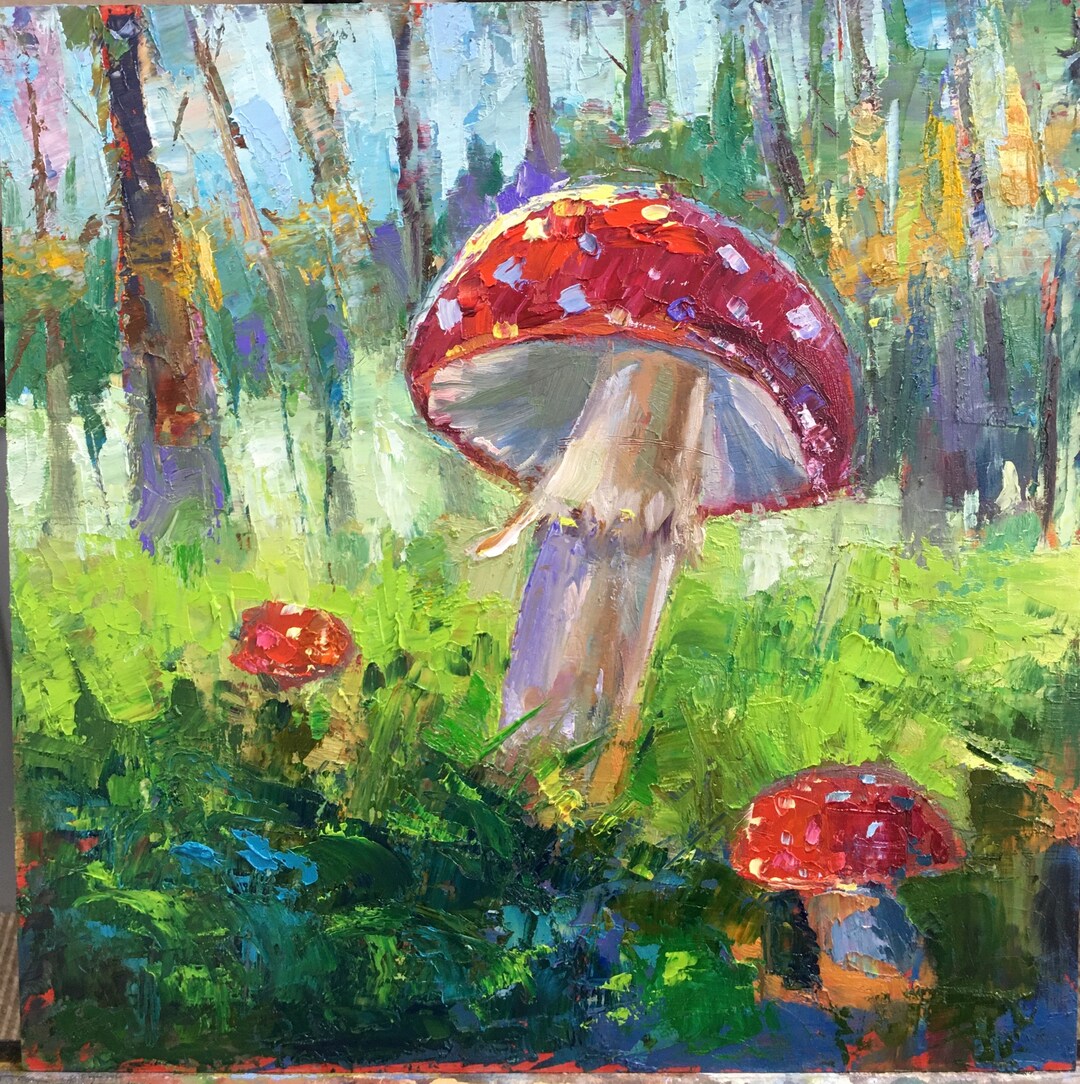 Toadstools/original Oil Painting on Birch Panel/fly Agaric - Etsy