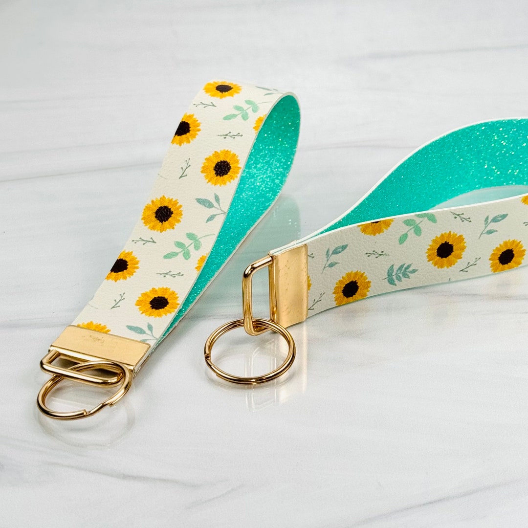 Faux Leather Wristlet Keychain With Glitter Backing Yellow - Etsy