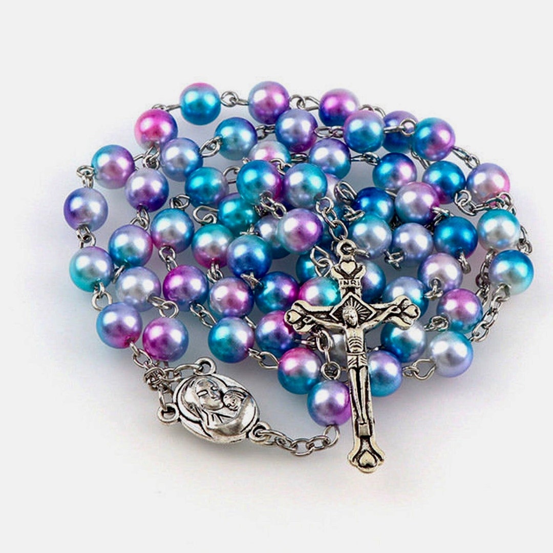 Beautiful Colorful Rosary,unique, Religious Rosary, Pray, Catholic, 8mm ...