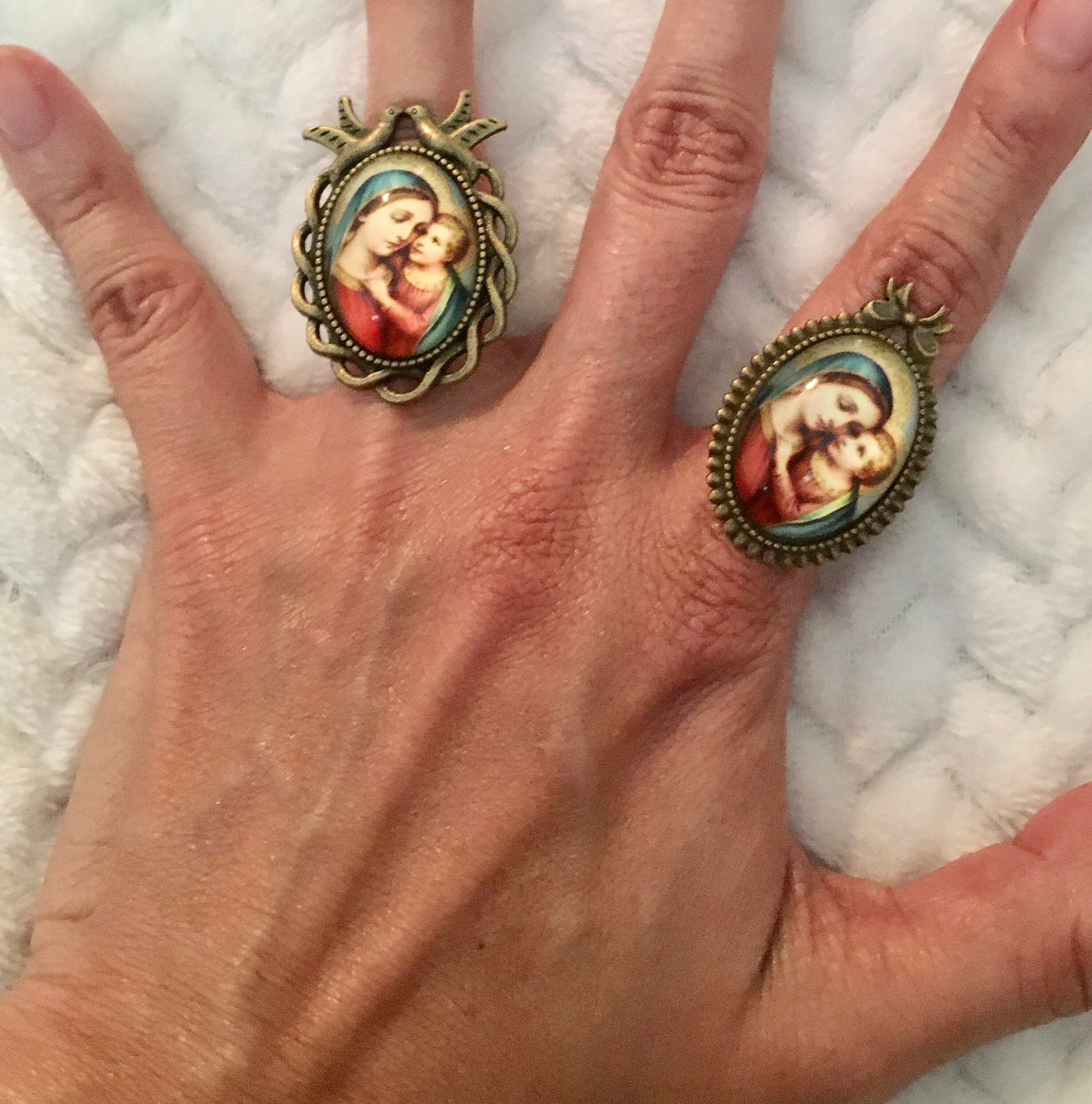 New Mary and Baby Jesus Ringbronze Ring Adjustable | Etsy