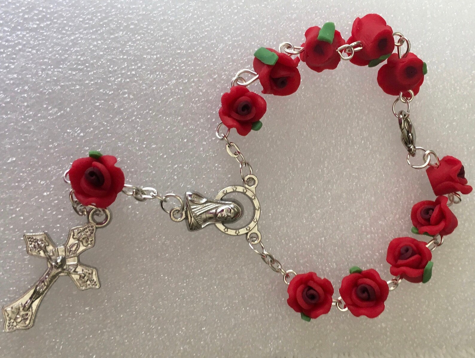 Beautiful red roses Rosary BraceletCatholic Rosary Jesus | Etsy