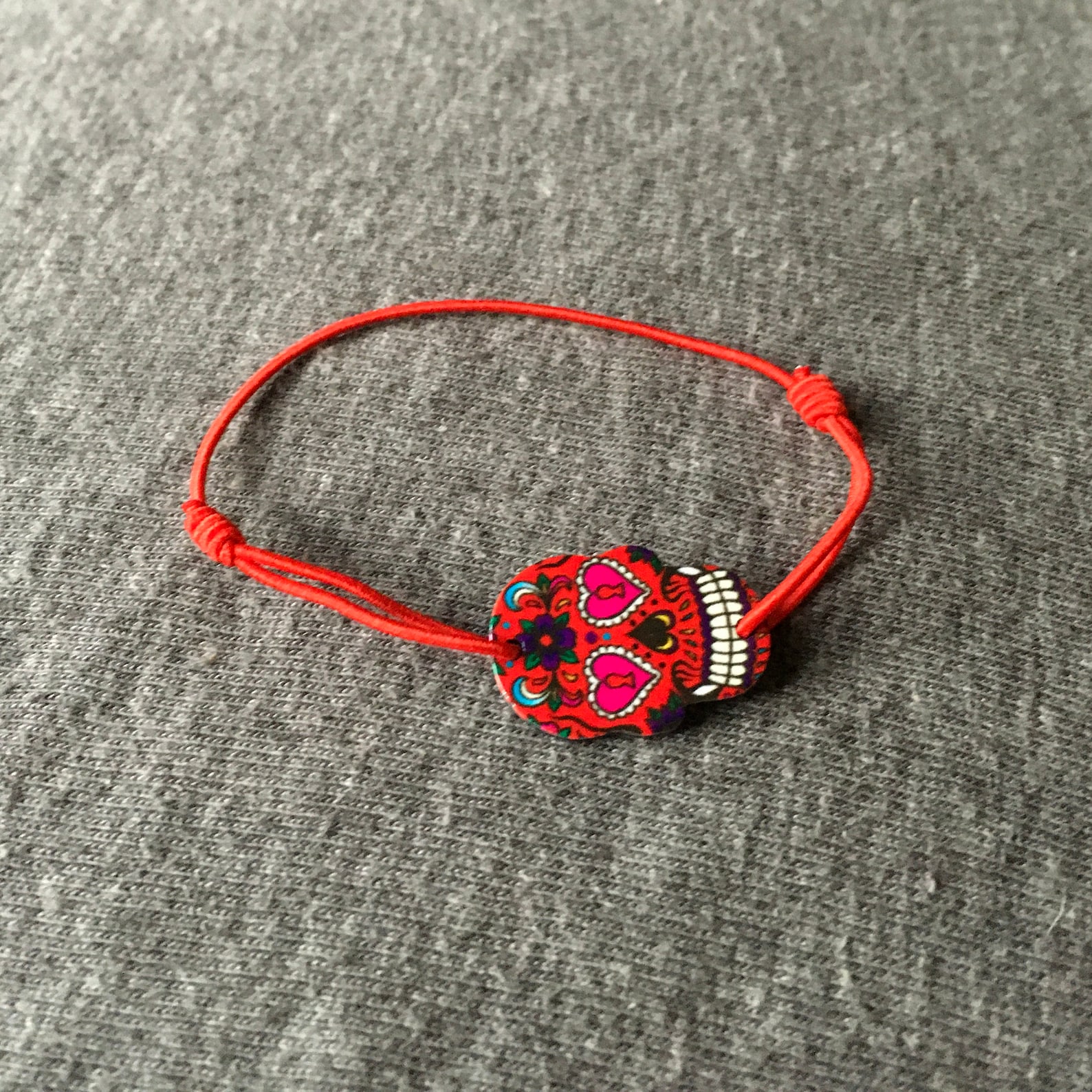 New 1pc Colorful Sugar Skull Stretch Bracelet Day of the Dead, Dia De ...