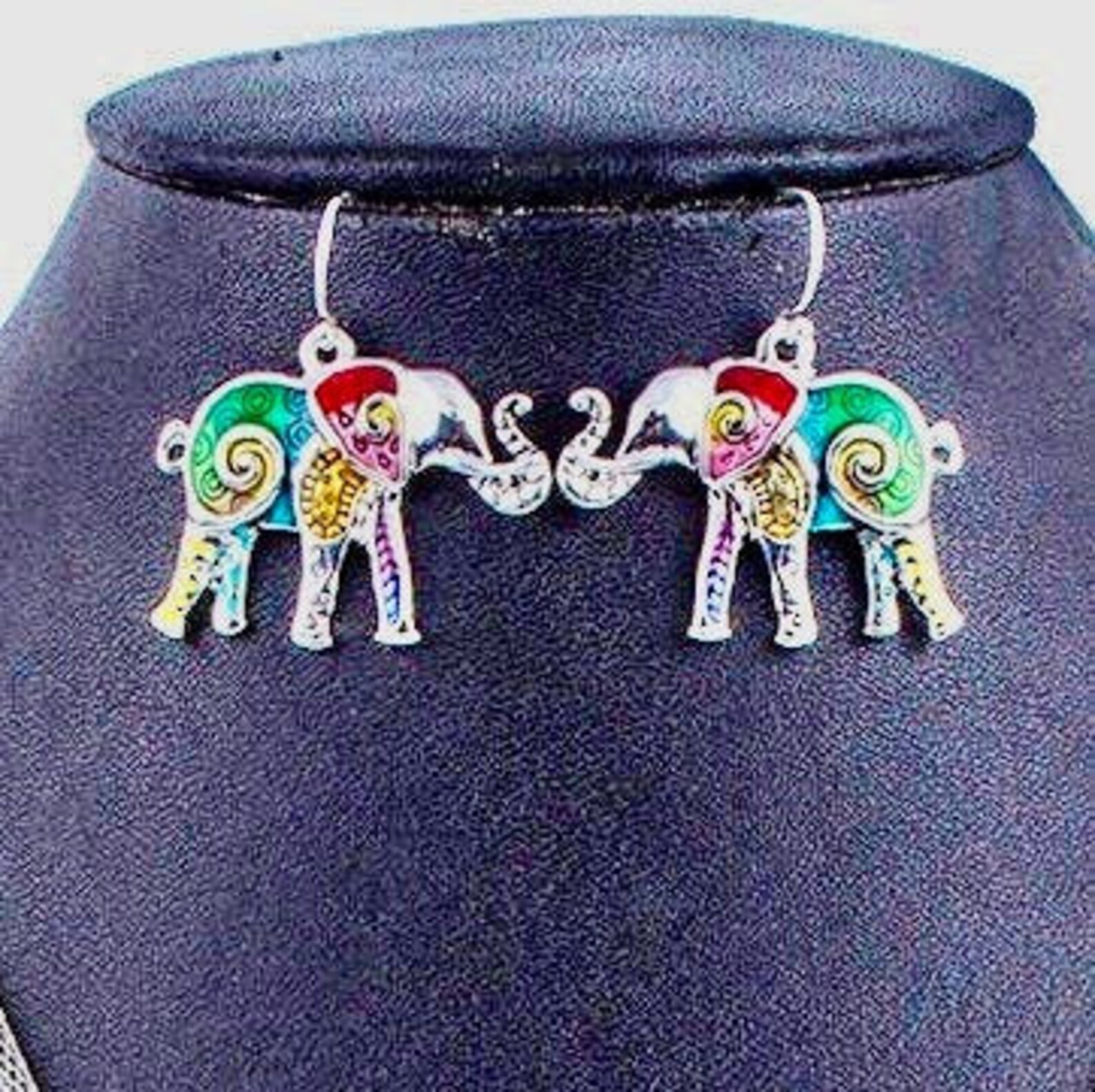 Beautiful Colorful Elephant Earrings | Etsy