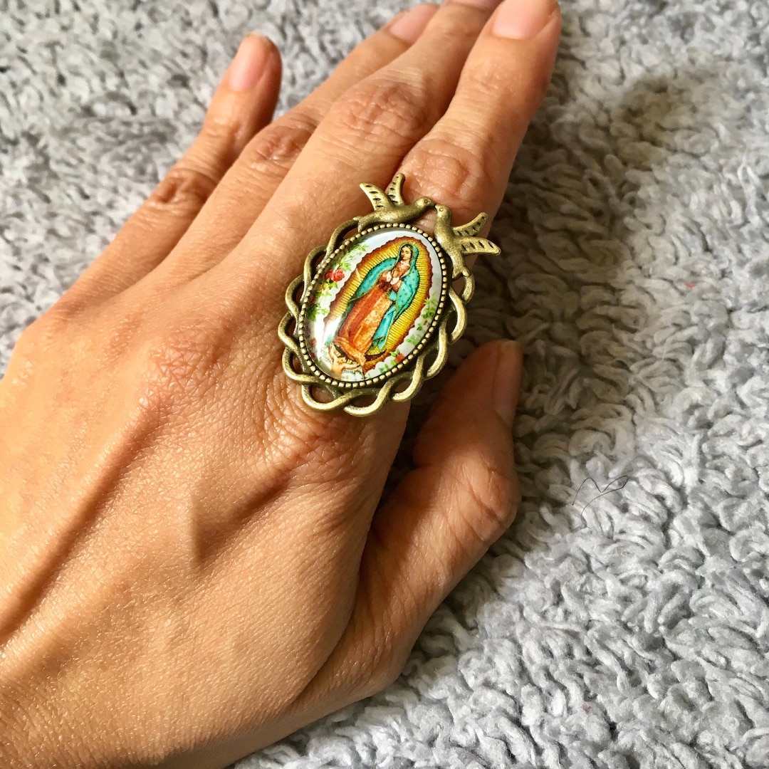 New Beautiful Virgen De Guadalupe Ring,bronze Ring, Adjustable ,mary ...