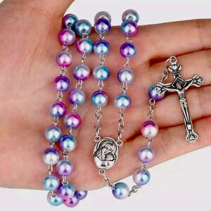 Beautiful Colorful Rosary,unique, Religious Rosary, Pray, Catholic, 8mm ...
