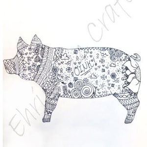 Pig Zentangle Coloring Page - Etsy