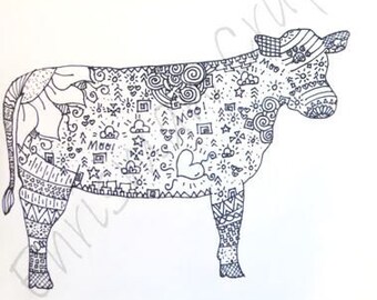 Cow Printable Coloring Page Adult Coloring Book Instant Download ...