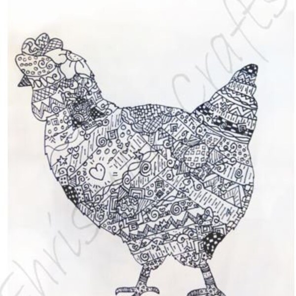 Zentangle Chicken - Etsy