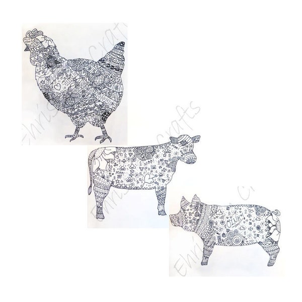 Zentangle Chicken - Etsy