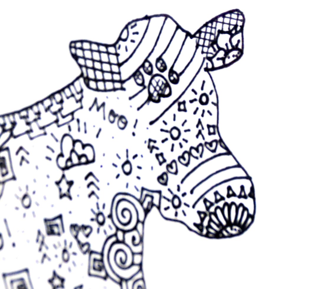 Cow Zentangle Coloring Page - Etsy