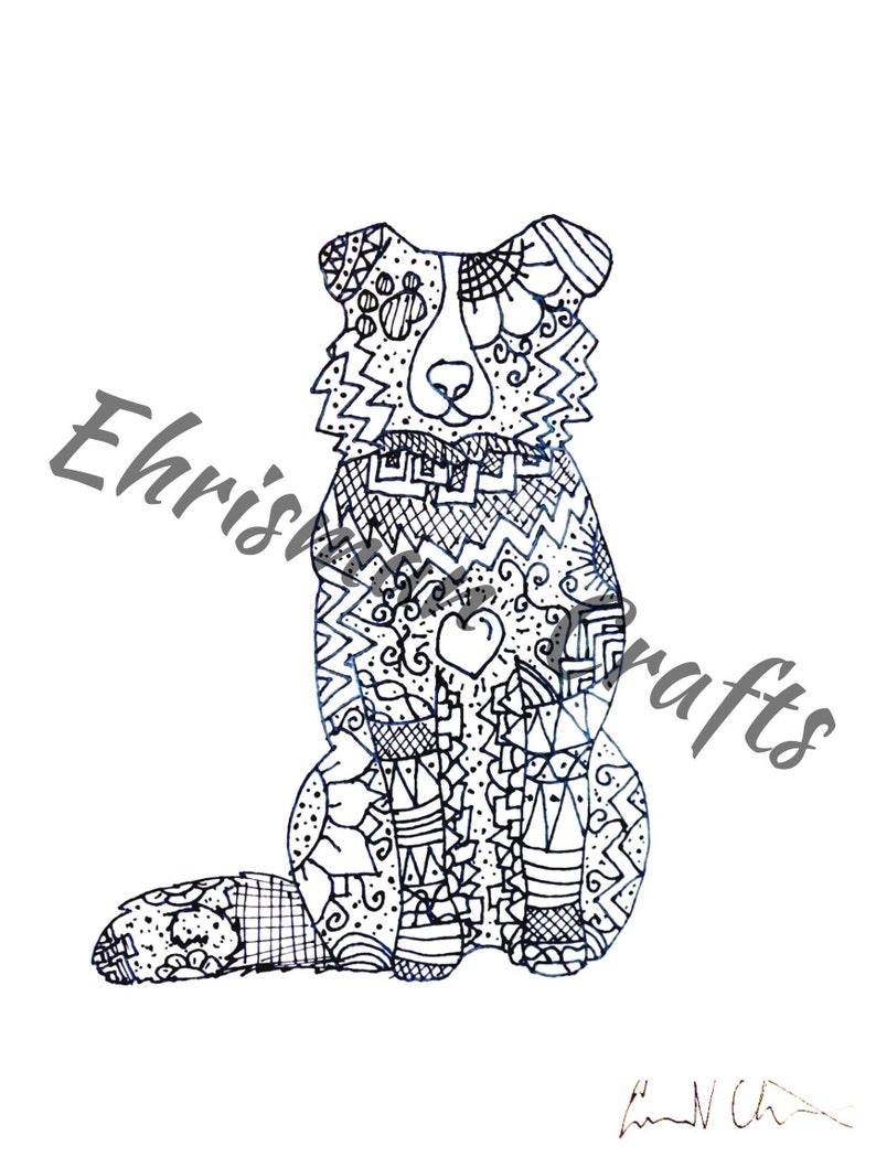 Zentangle Dog Coloring Page | Printable Adult Coloring Sheet ...