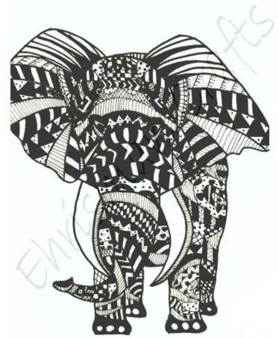 Elephant Zentangle Art - Etsy