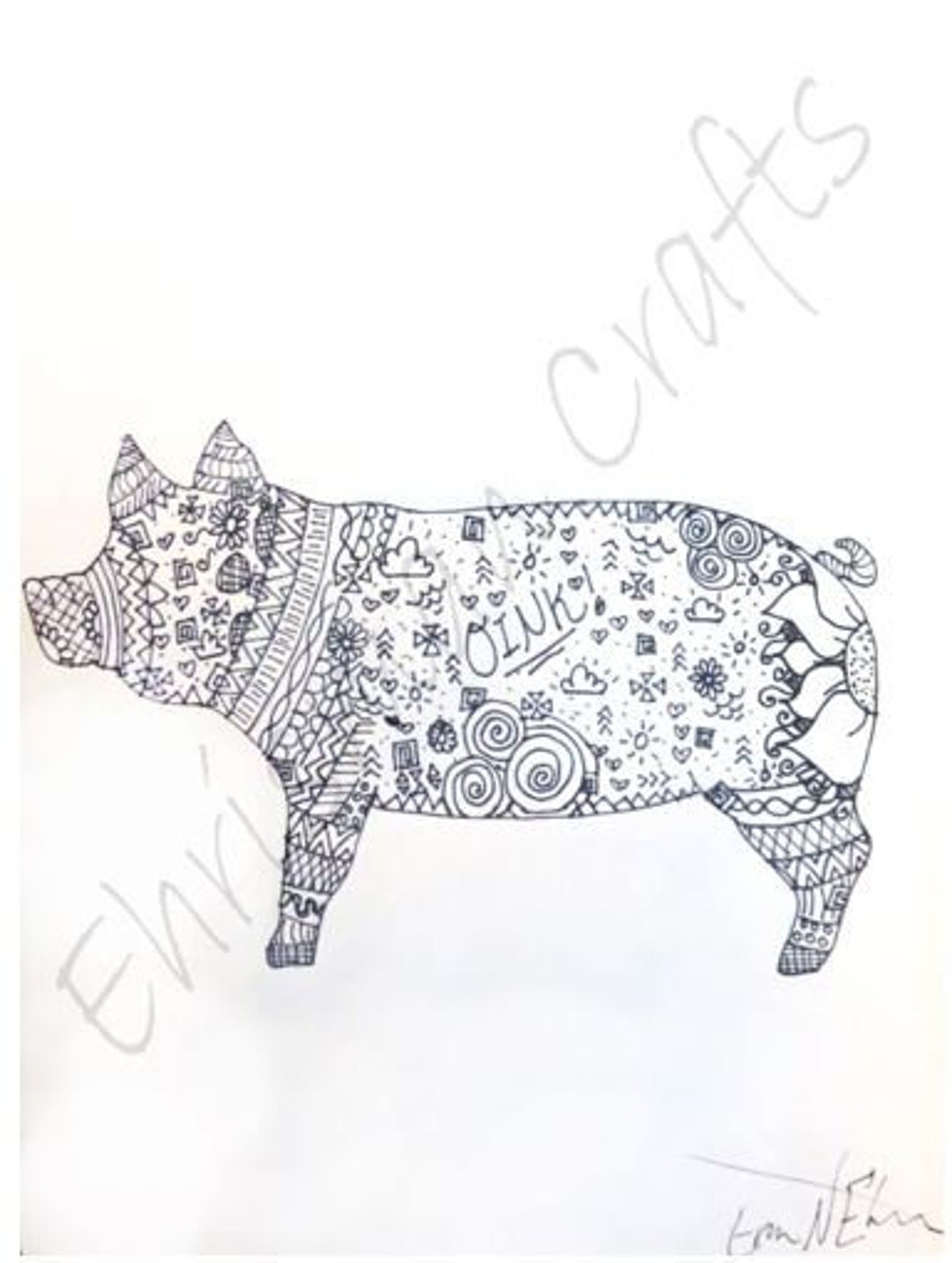 Pig Zentangle Coloring Page - Etsy
