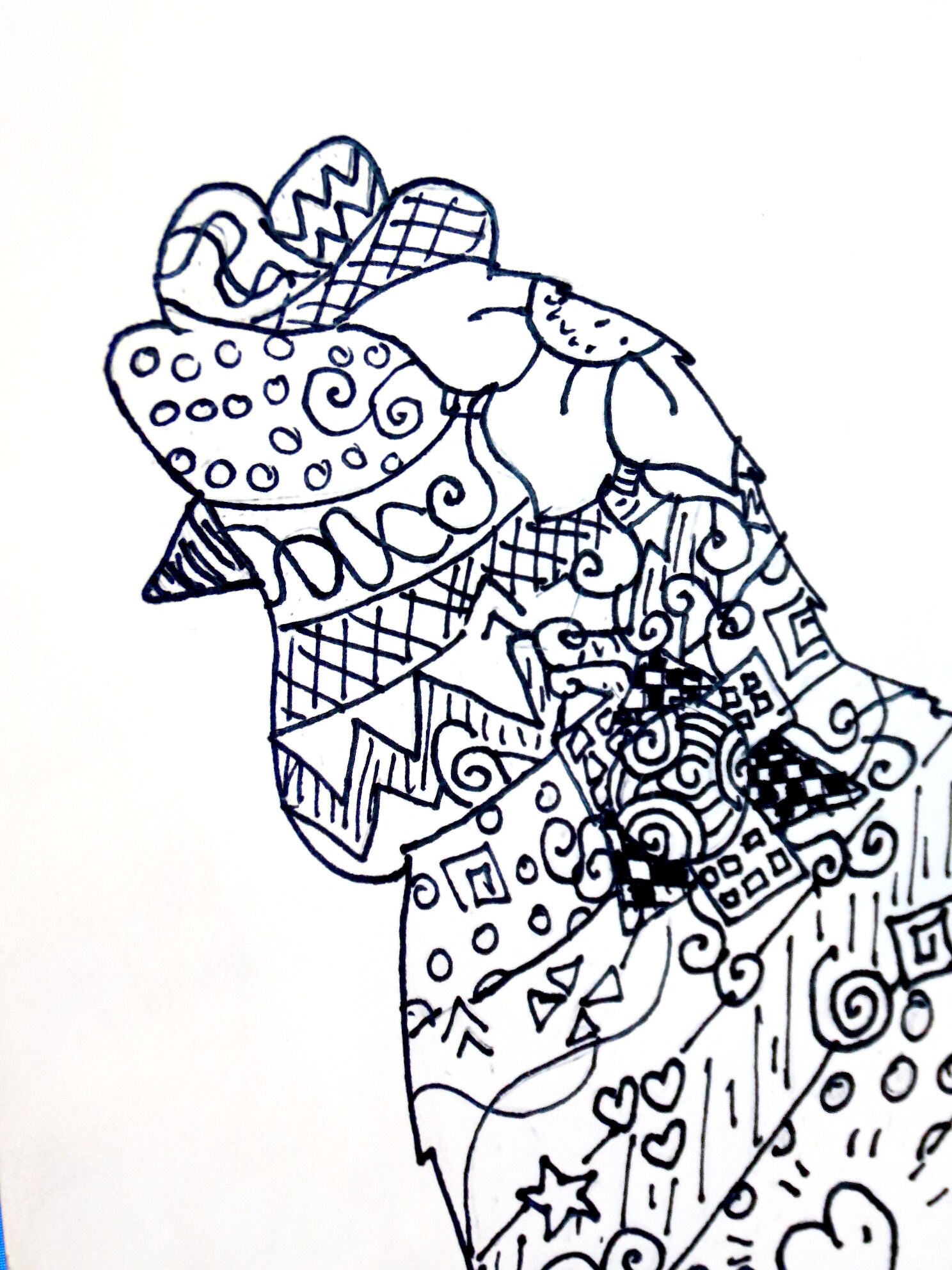 Chicken Zentangle Coloring Page - Etsy