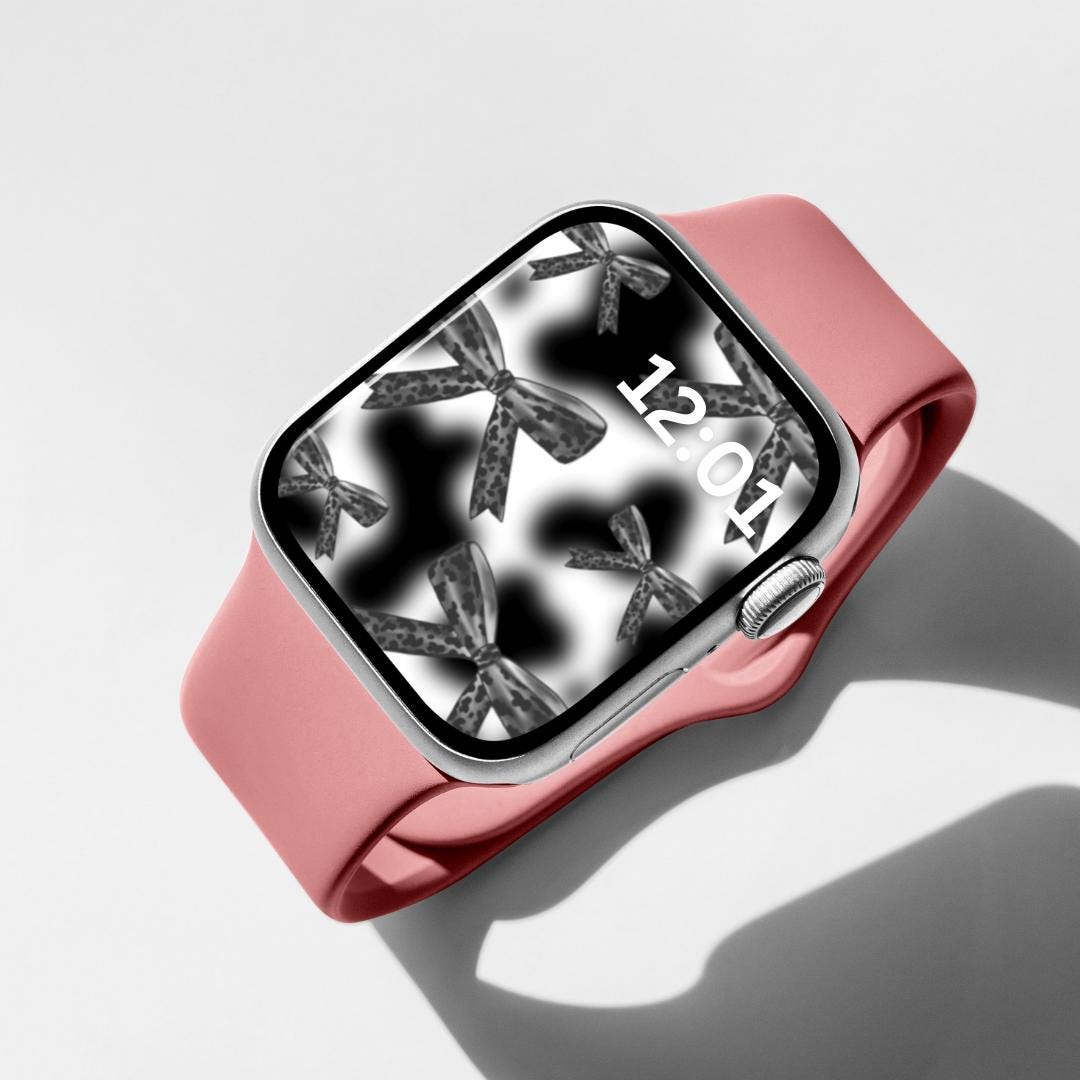 Cow Print Bows Apple Watch Wallpaper | Western Smartwatch Background ...