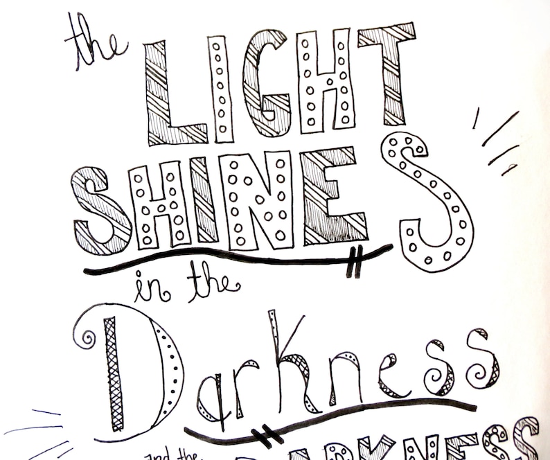 The Light Shines in the Darkness Quote-coloring Page - Etsy