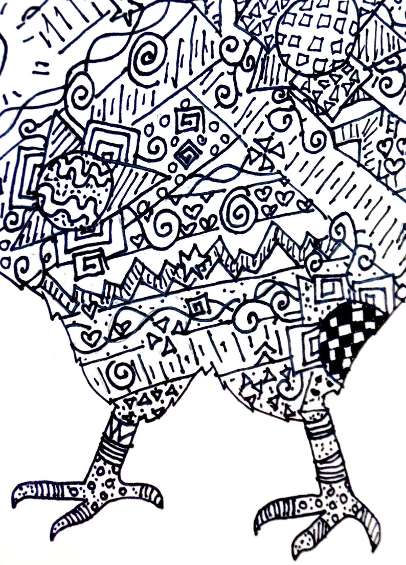Chicken Zentangle Coloring Page - Etsy