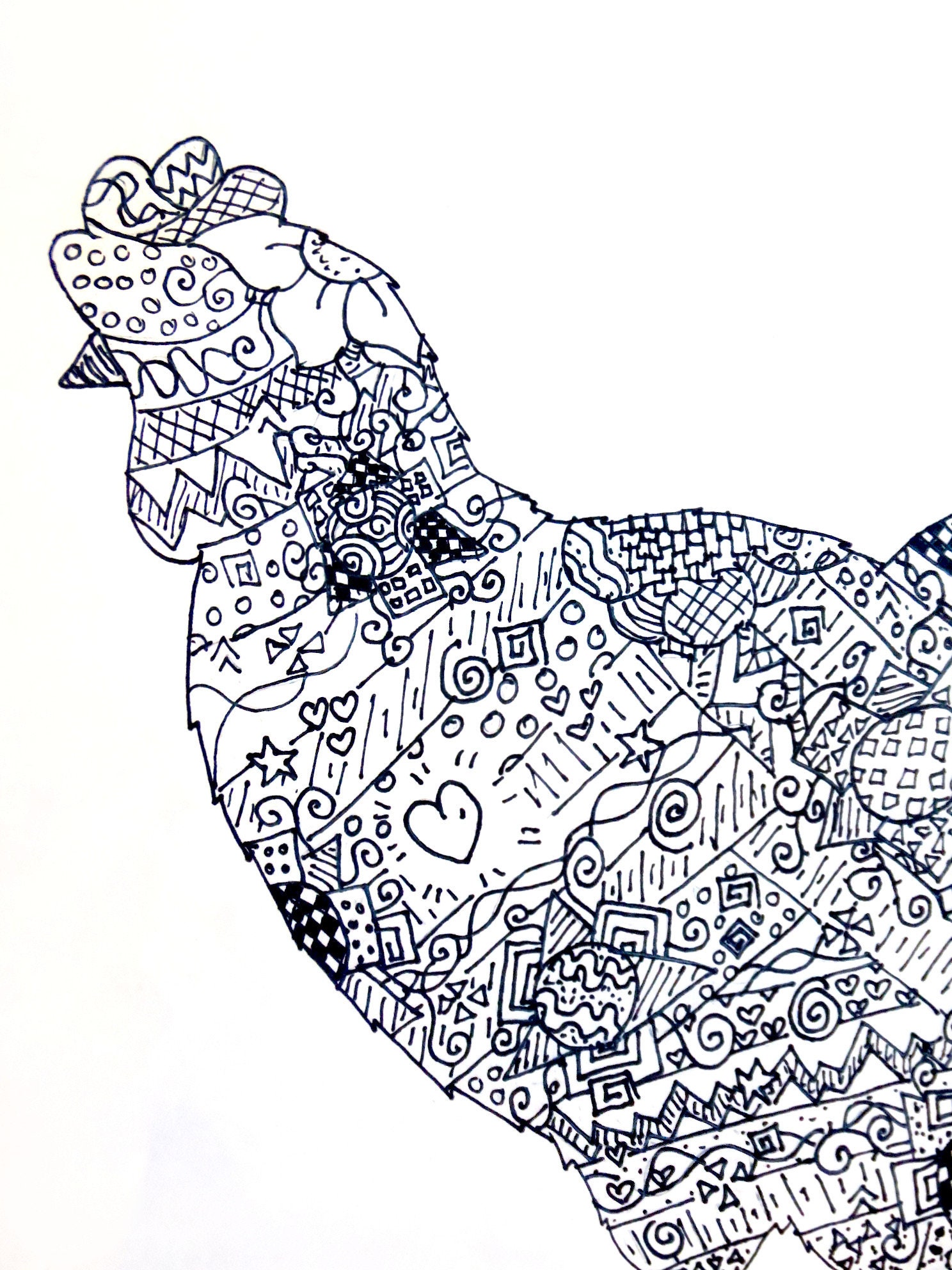 Chicken Zentangle Coloring Page - Etsy