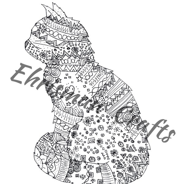 Cat Zentangle - Etsy