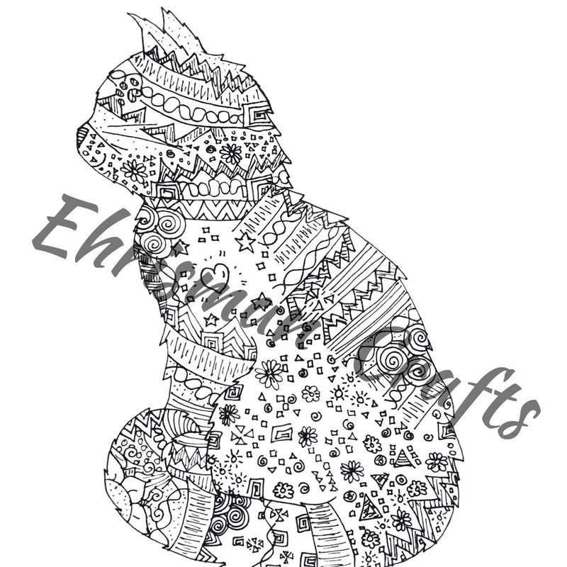 Cat Zentangle - Etsy