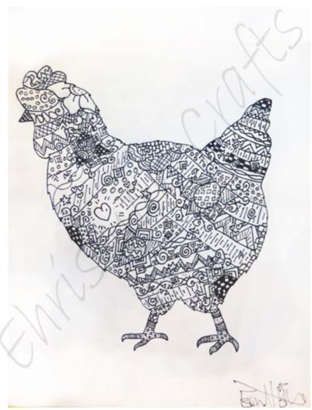 Chicken Zentangle Coloring Page - Etsy