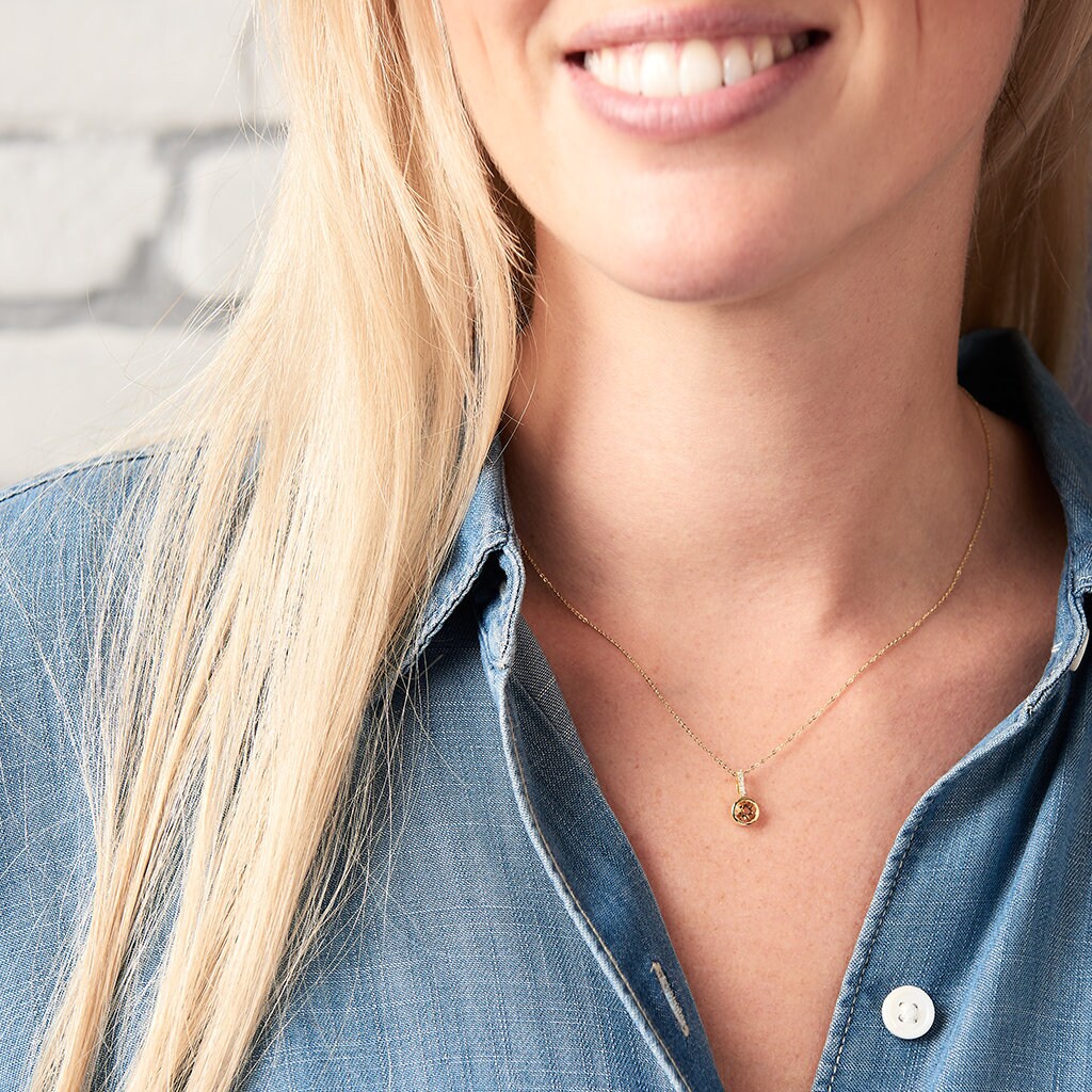 Gold Birthday Necklace Birthstone Initial Pendant Customised - Etsy UK