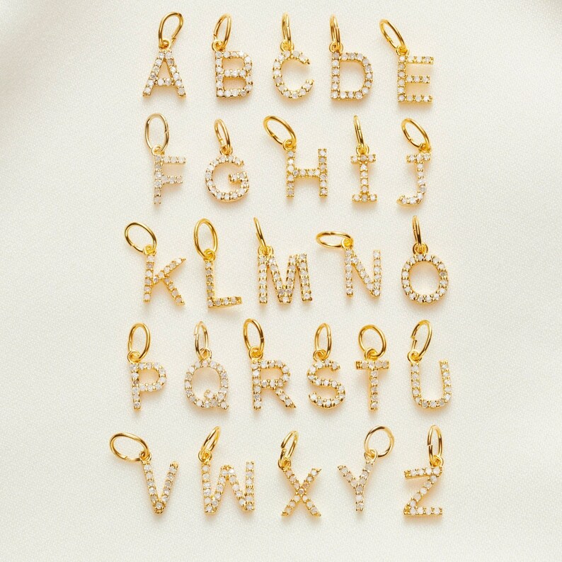 Diamond Letter Necklace, Initial Pendant, Pavé Diamond Layering ...