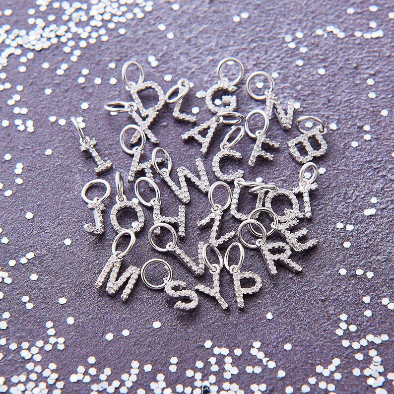 Diamond Letter Necklace Initial Pendant Pavé Diamond - Etsy UK