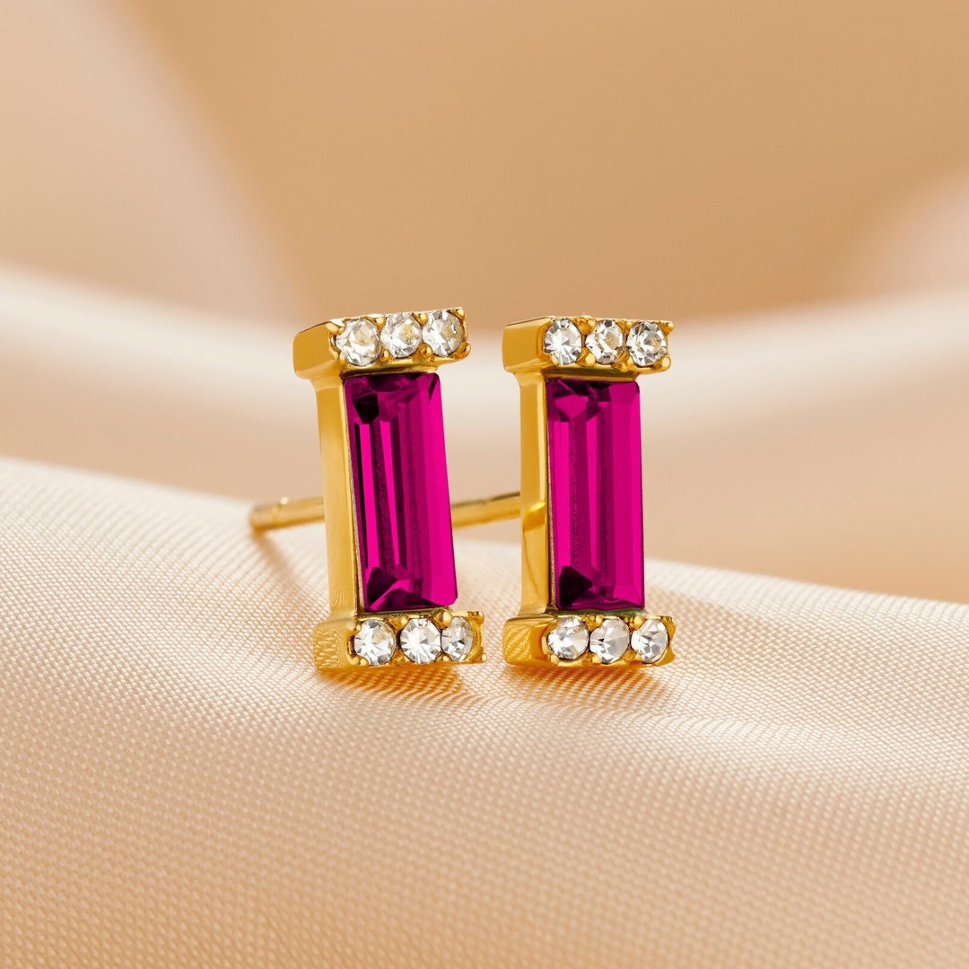 Ruby Gold Earrings, Ruby Birthstone Earrings, Leo Earrings, 40th ...