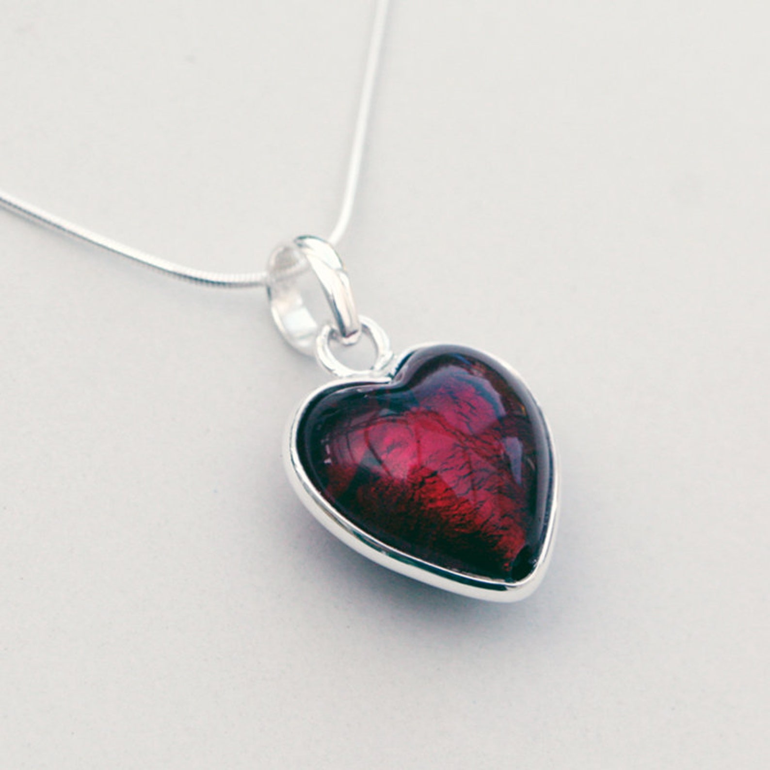 Red Heart Pendant, Murano Glass Heart Pendant, Ruby Heart Necklace ...