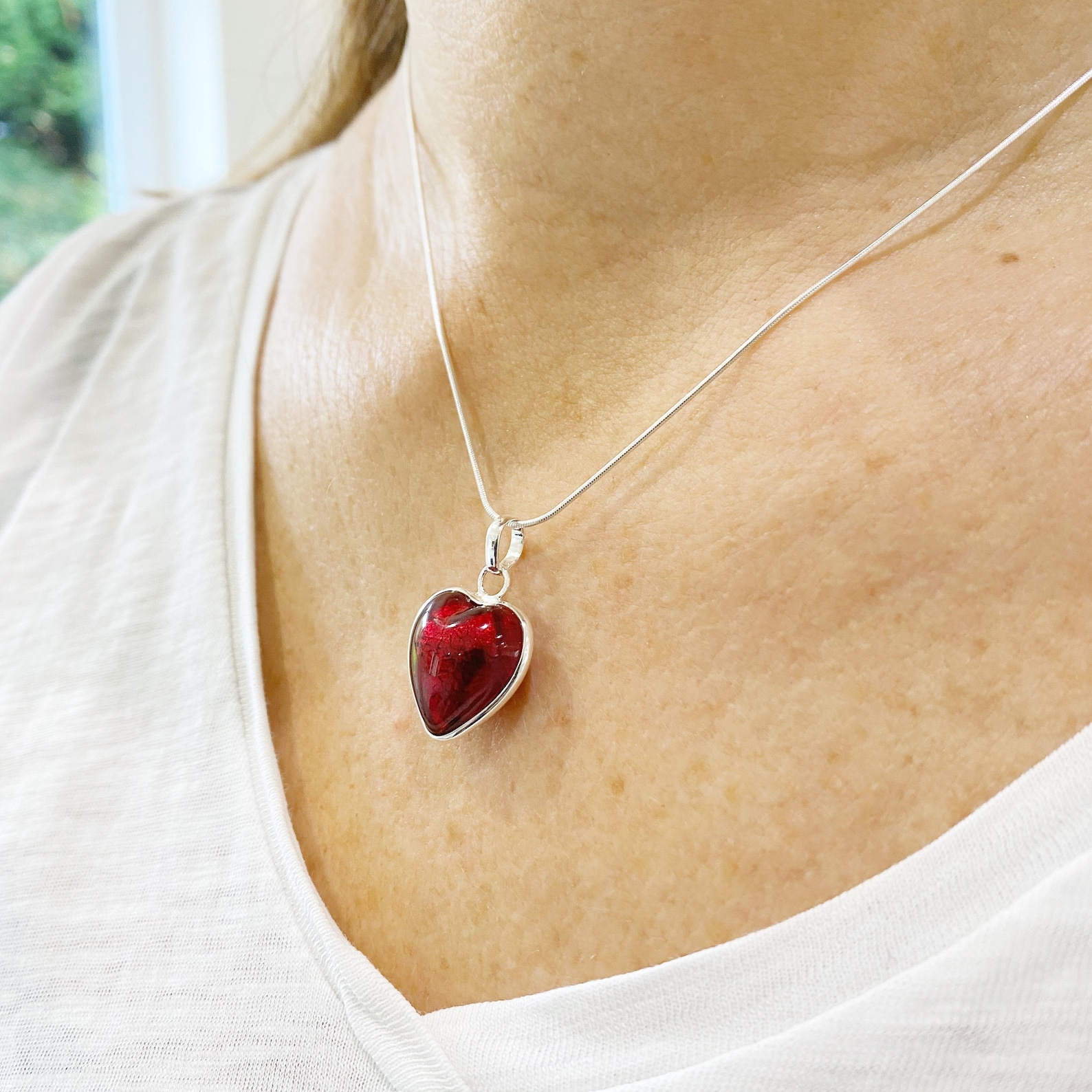 Red Heart Pendant, Murano Glass Heart Pendant, Ruby Heart Necklace ...